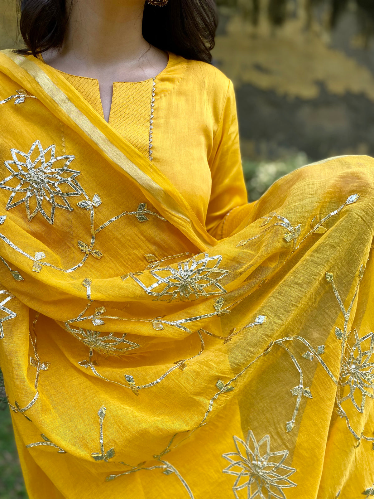 Ochre yellow gota work set | The Hemming Bird